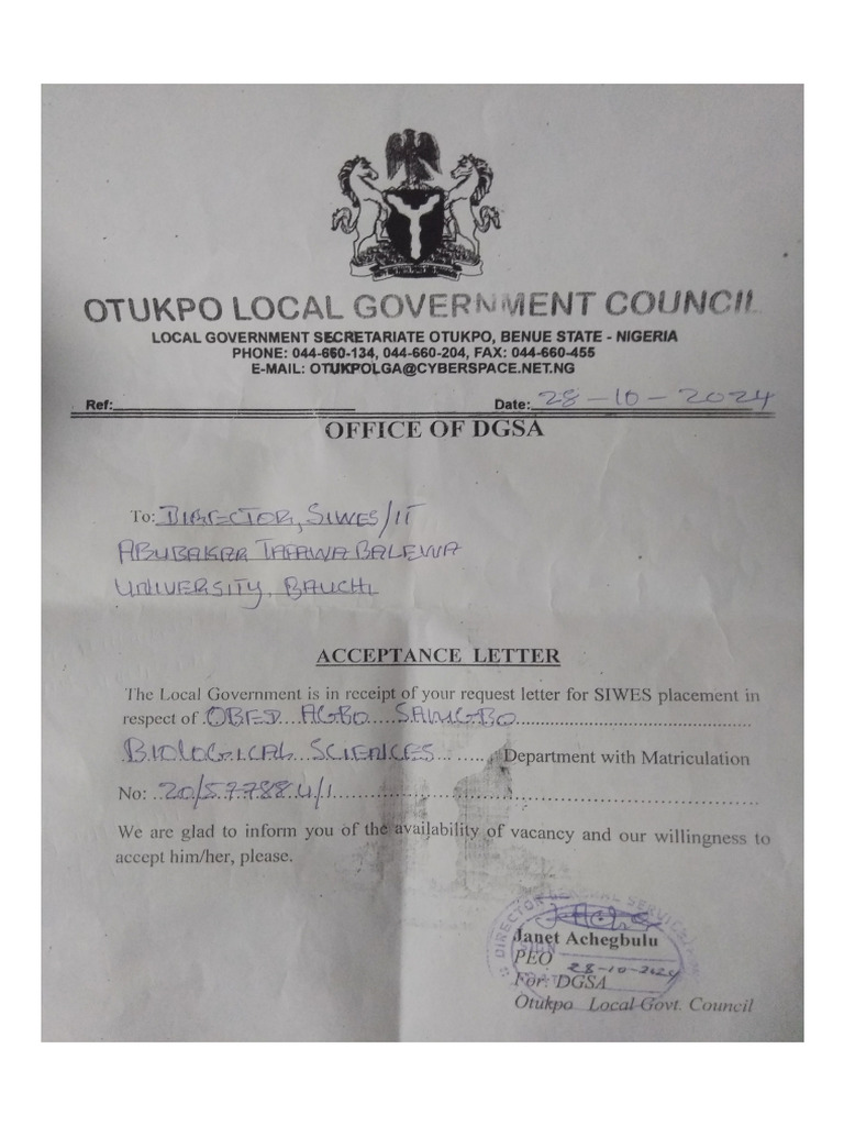 Acceptance Letter LGA | PDF