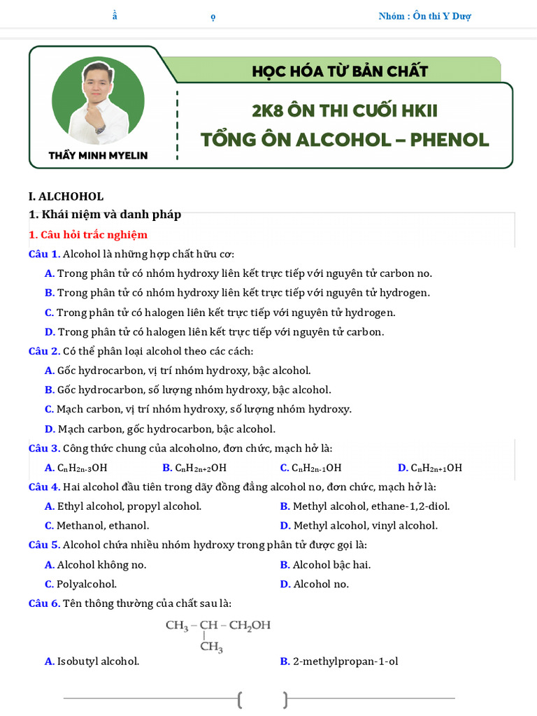 T NG Ôn Alcohol-Phenol | PDF