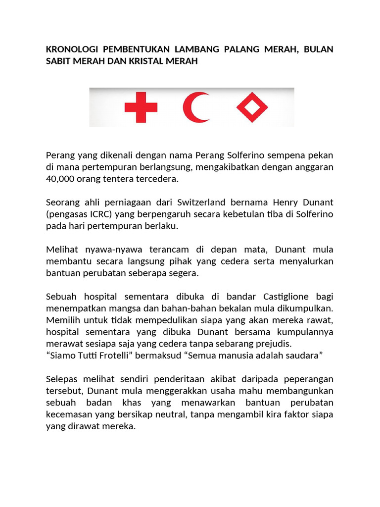 Kronologi Pembentukan Lambang Palang Merah | PDF