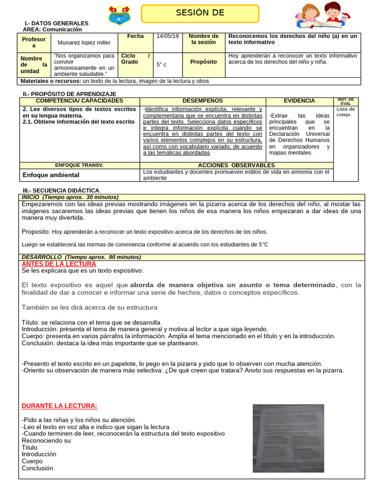 Modelo de Sesion de Aprendizaje 62078 - Puerto Eliza 2025 | PDF | Aprendizaje | Cognición