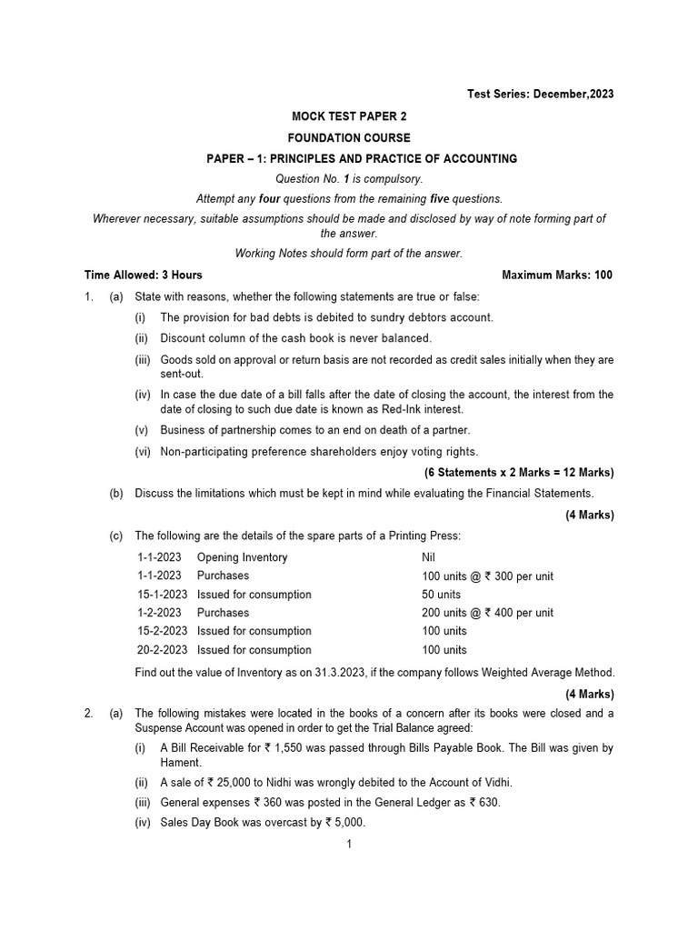 MTP Questions | PDF | Expense | Debits And Credits