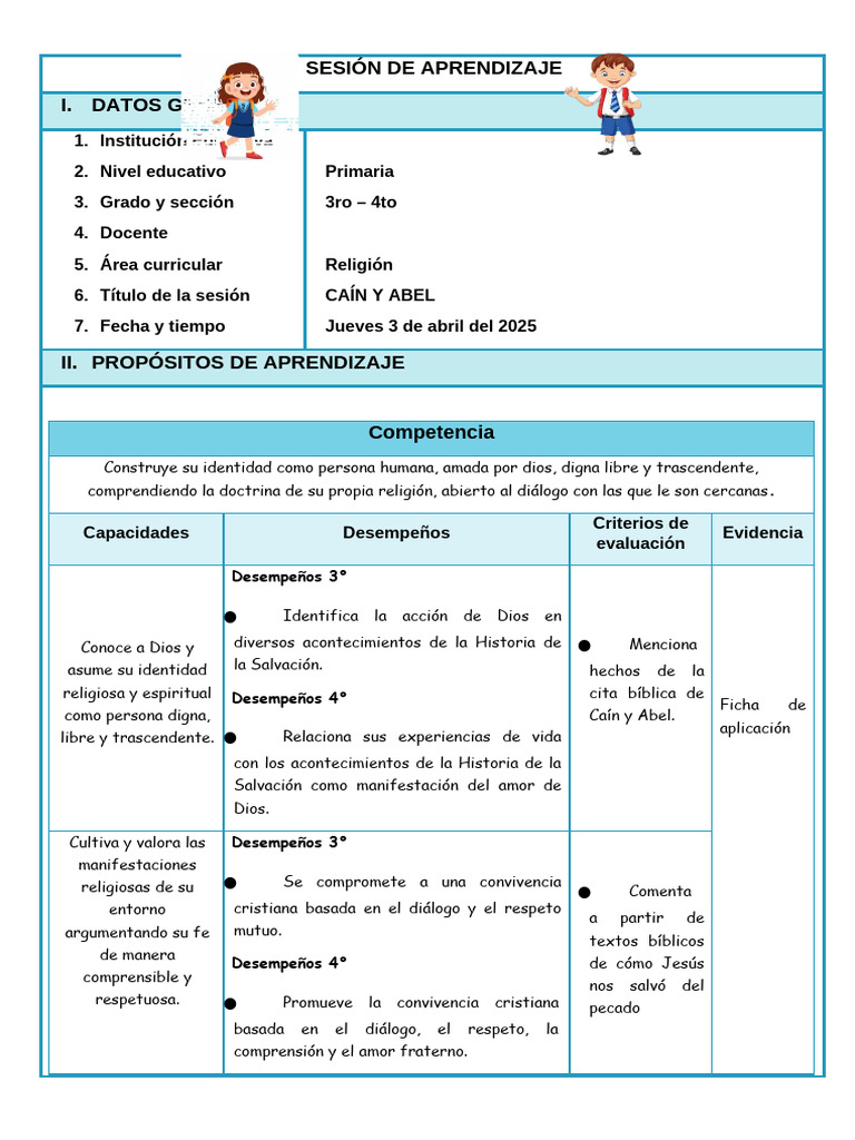 IV SES RELIG -CAIN Y ABEL - JUEVES 3 ABRIL (1) | PDF | Adán y Eva ...