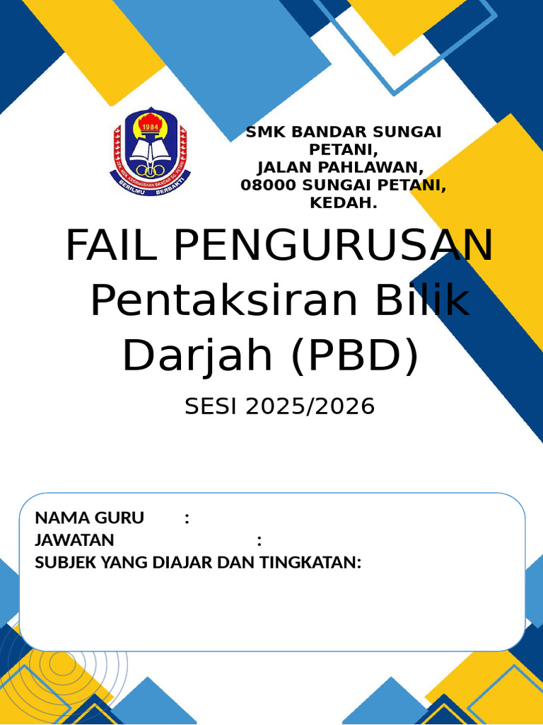 Fail Pengurusan PBD (Individu) Sesi 2025 | PDF
