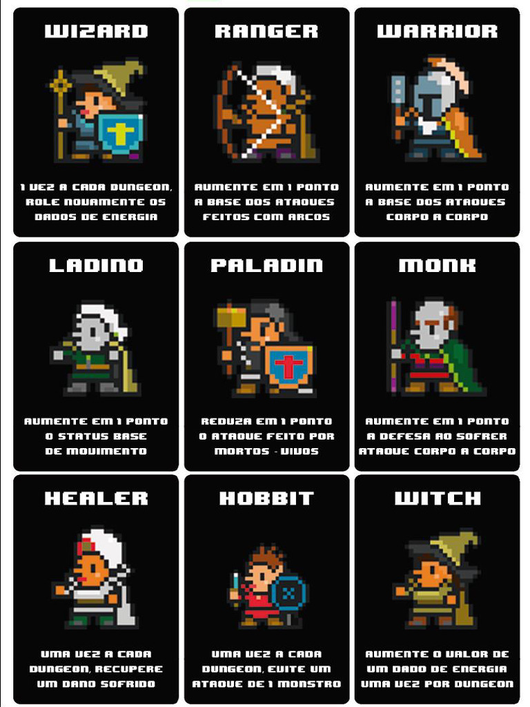 Personagens One Card Dungeon | PDF