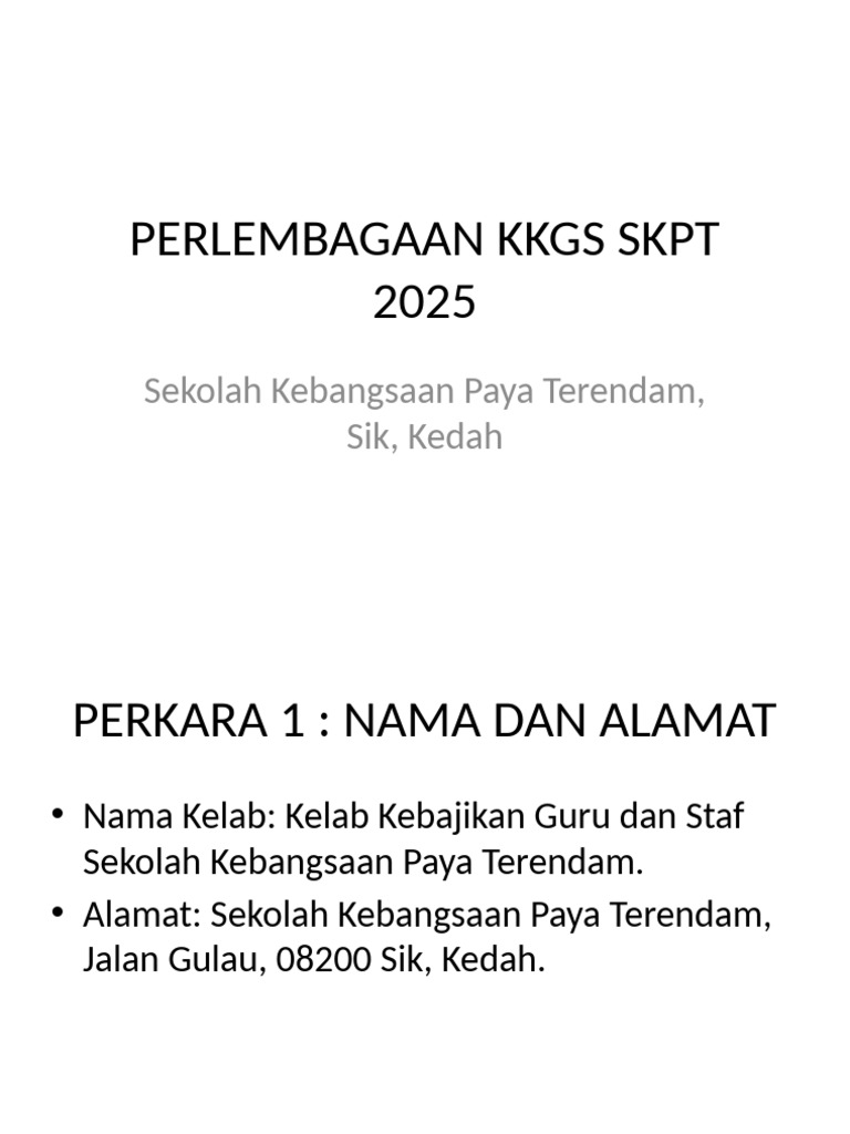 Perlembagaan KKGS SKPT 2025 | PDF