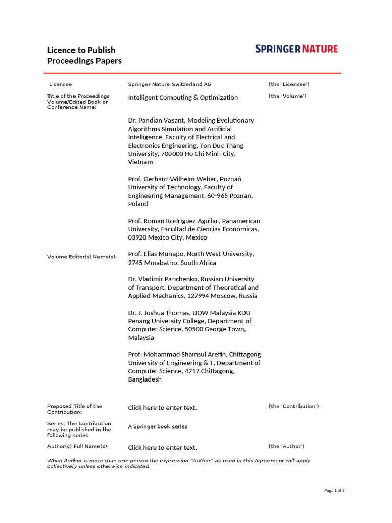 Springer - ProceedingsPaper - LTP - ST - SN - Switzerland - Docx - Paper ID | PDF | License ...