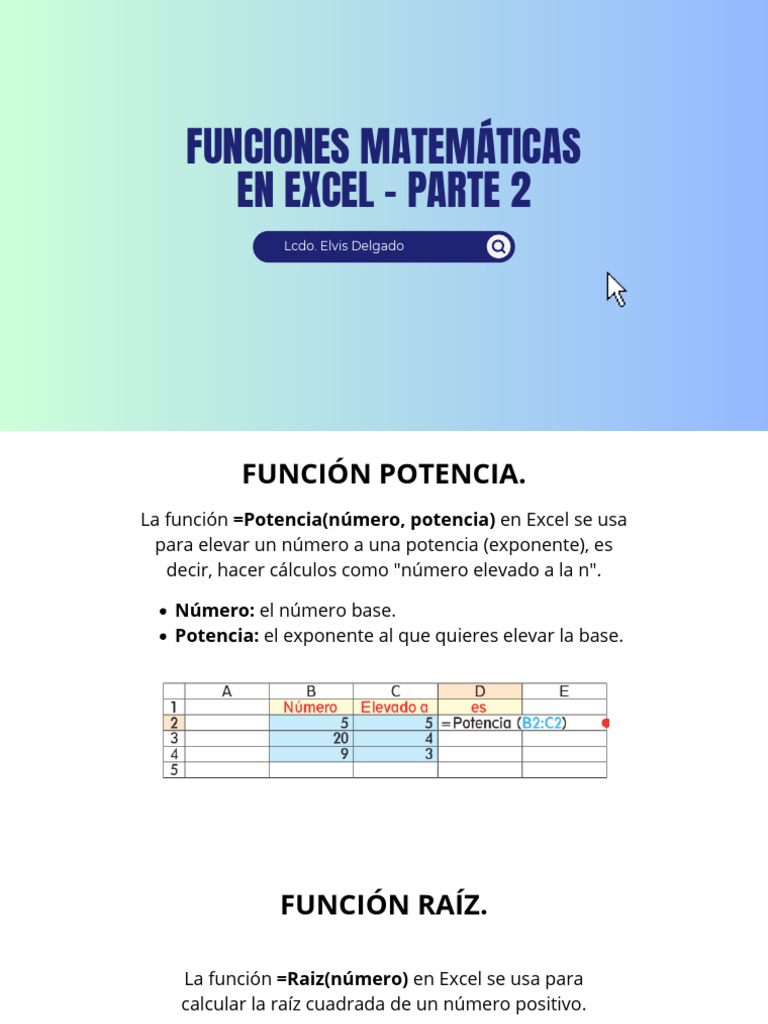 Clase - 2 - Funciones Matema-Ticas en Excel Parte 2 | PDF