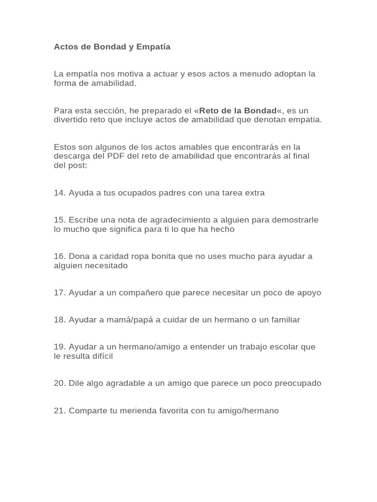 Actos de Bondad y Empatía | PDF