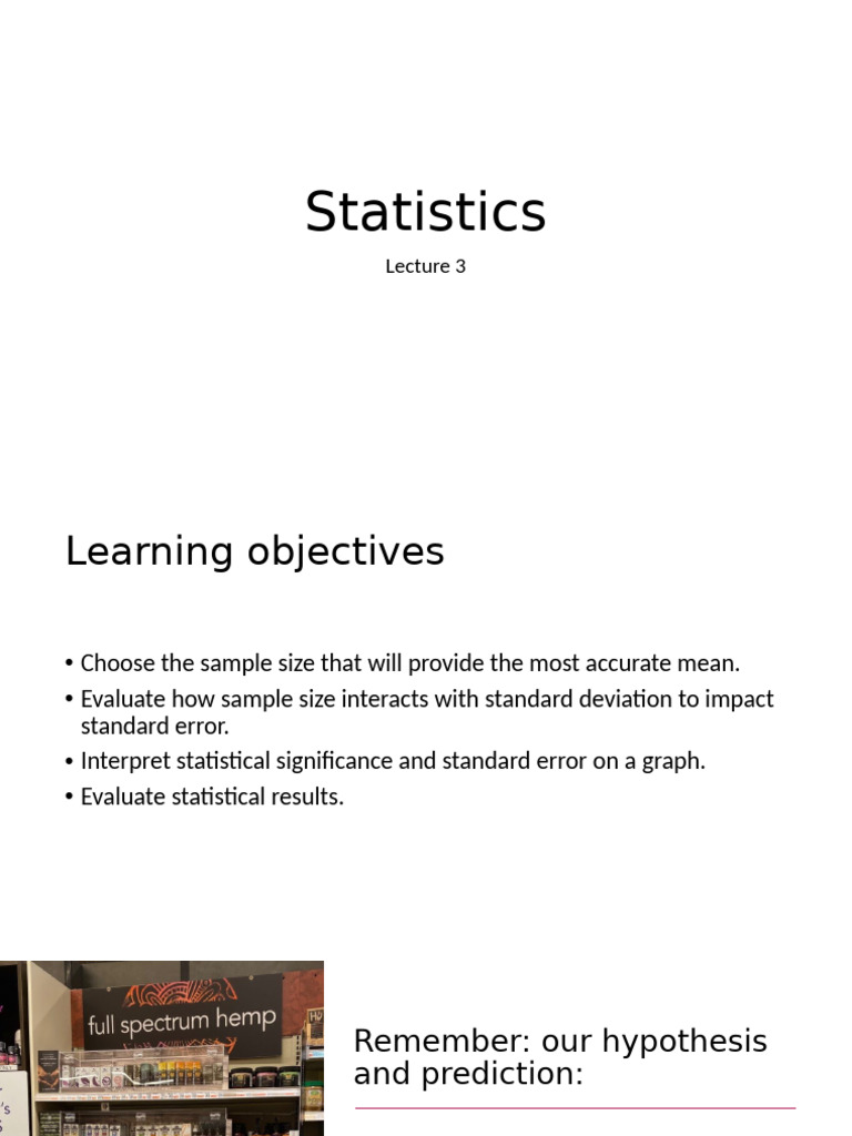 Biol113 Lec 3 Statistics S | PDF | Standard Deviation | Standard Error