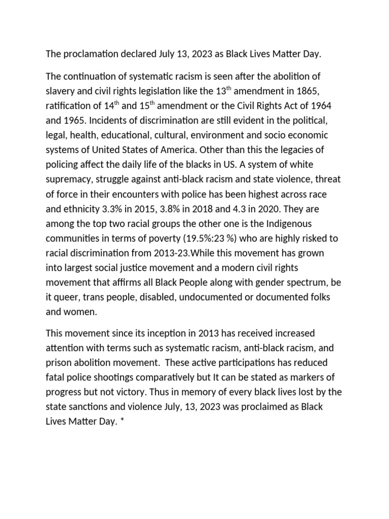 The Proclamation Declared July 13 | PDF | Discrimination & Race ...