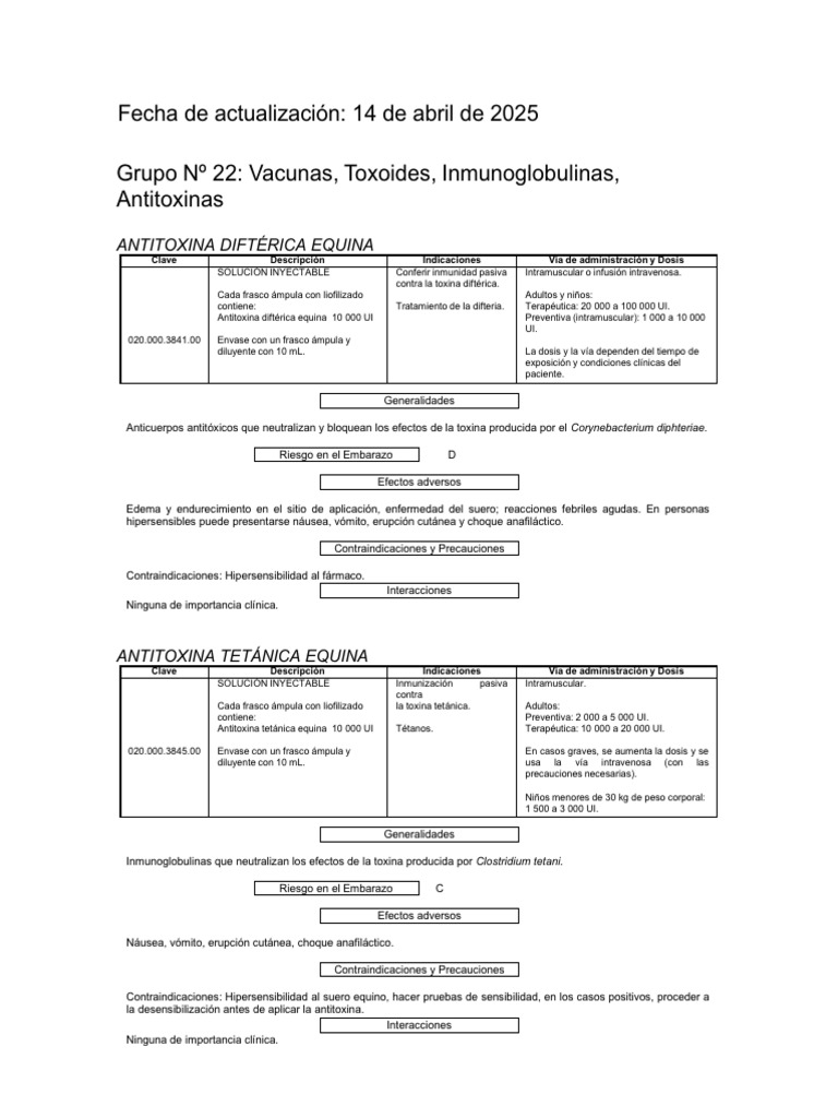 GrupoN22-Vacunas-Toxoides-Inmunoglobulinas-Antitoxinas-R | PDF ...