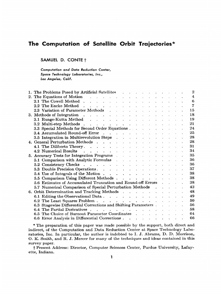 The Computation of Satellite Orbit Trajectories | PDF | Orbit | Force