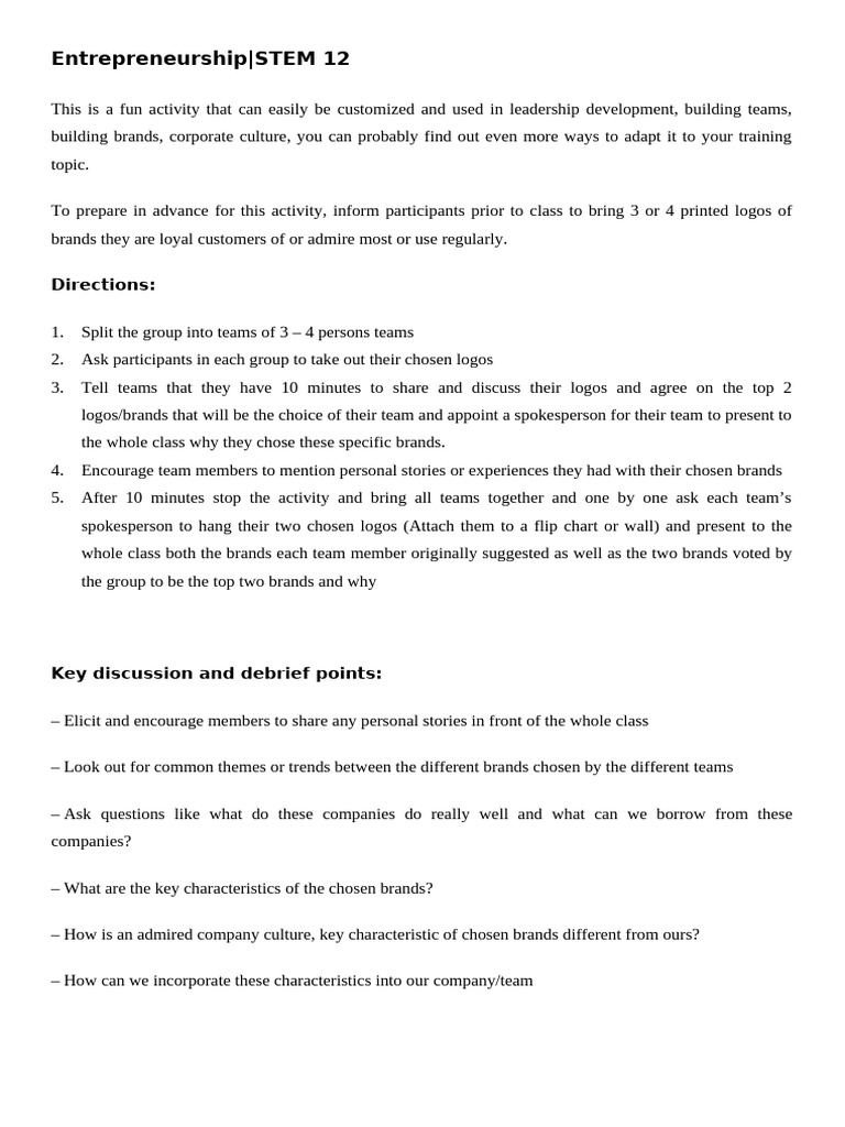 Brand Building Activities for Students | PDF | Brand | Target Audience