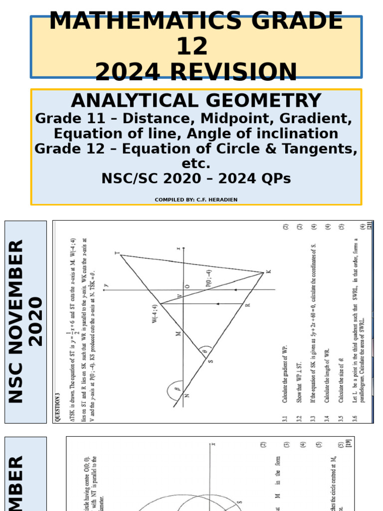 9 - Maths p2 Revision 2020 - 2024 Qps (Analytical Geometry) | PDF