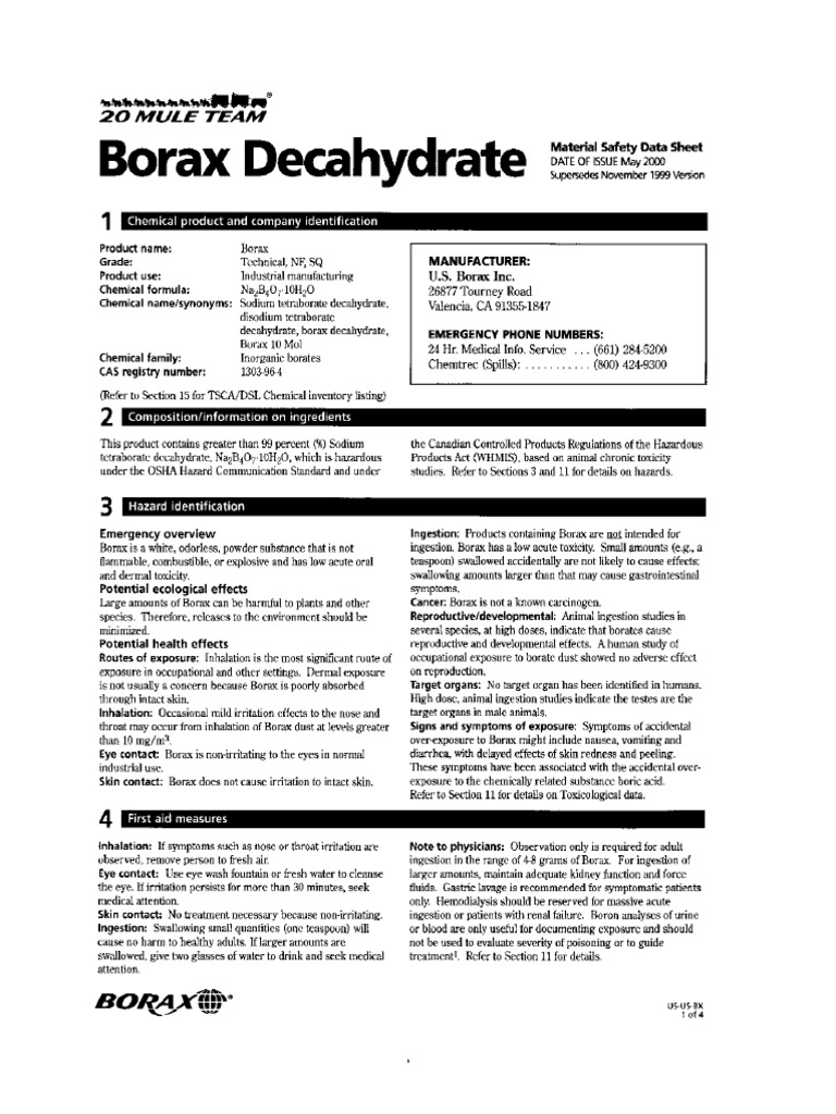 Borax Decahydrate | PDF