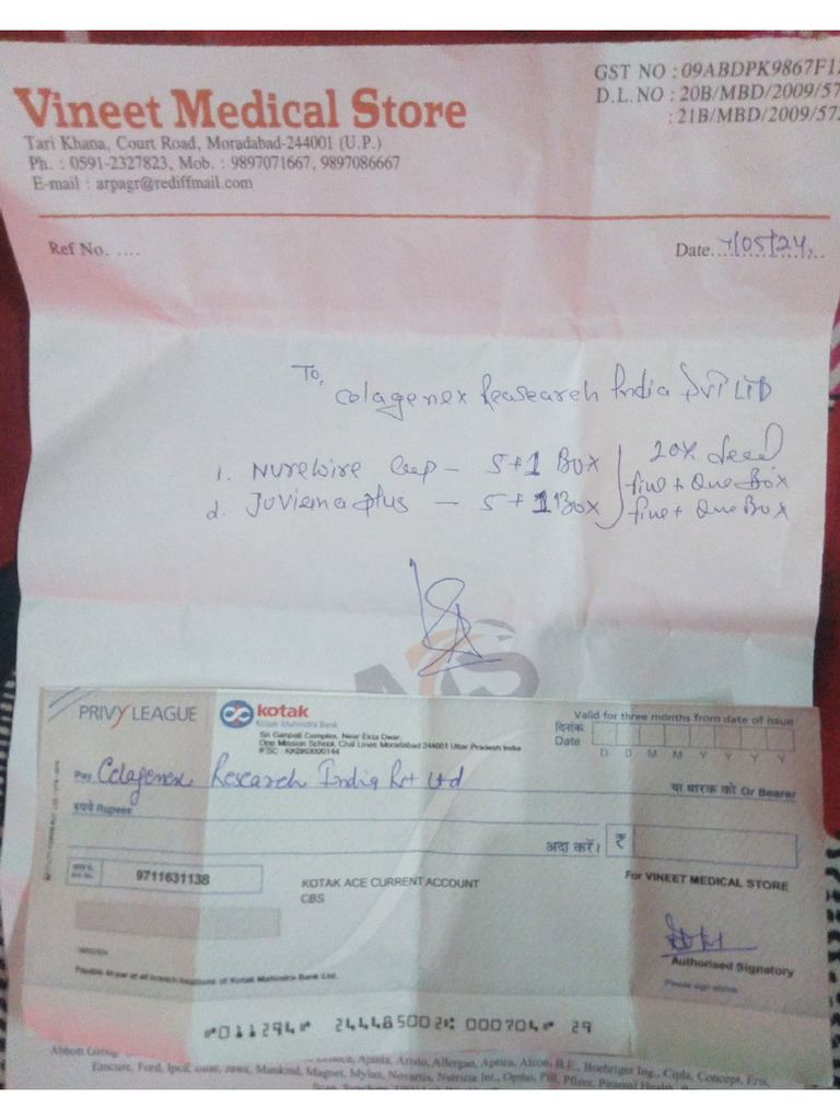 Order of Vineet Medical Store Moradabad | PDF