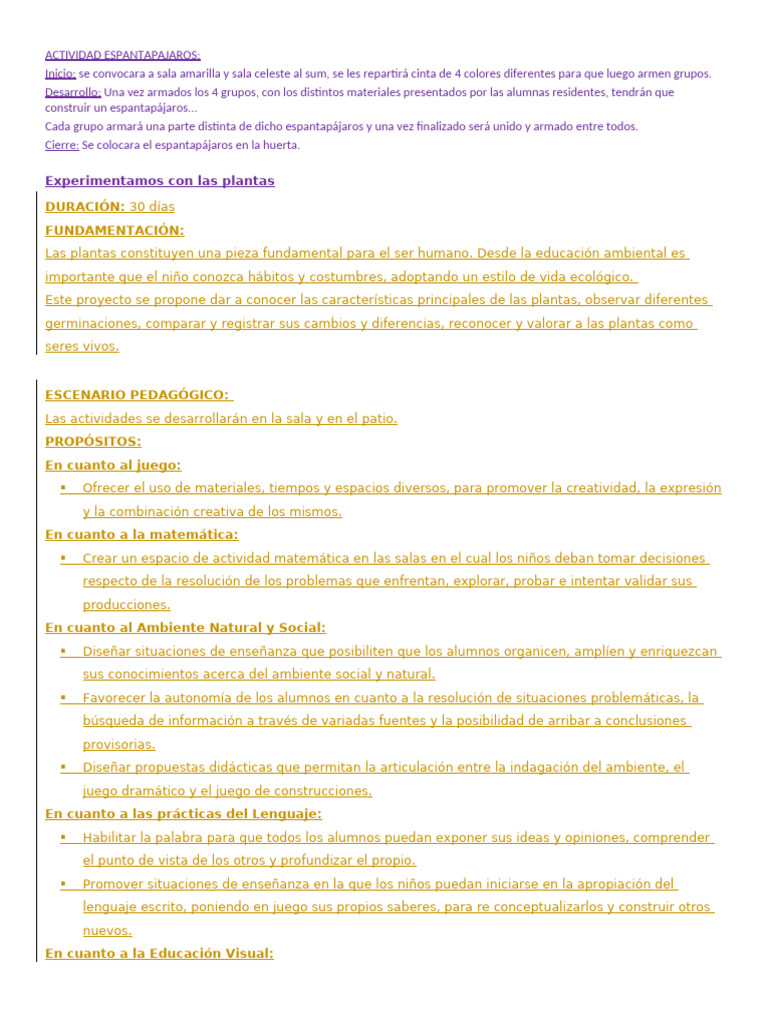 Espantapájaros para Huerto Escolar | PDF | Enseñando | Tallo de la planta