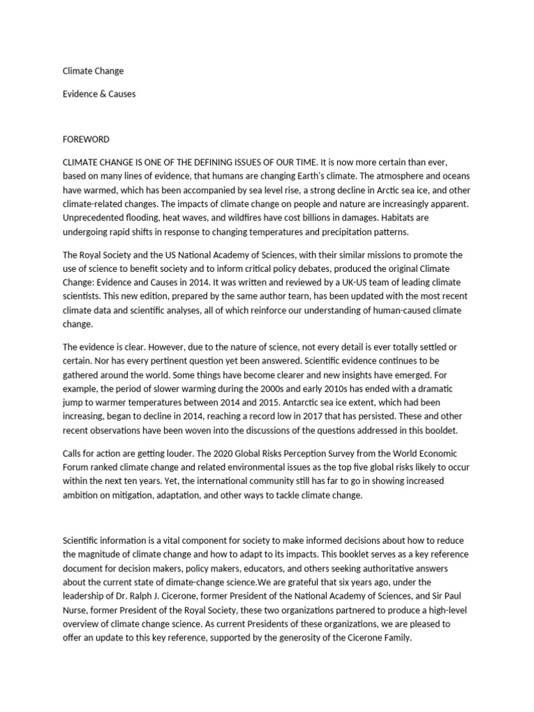 Climate Change: Evidence and Causes | PDF | Climate Change | Climate