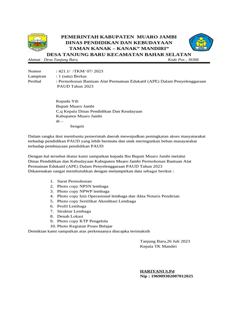 Permohonan Proposal Ape 2023 | PDF