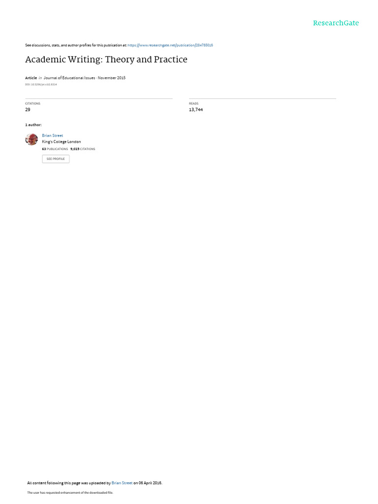 Academic Writing Theory and Practice | PDF | Ethnography | Literacy