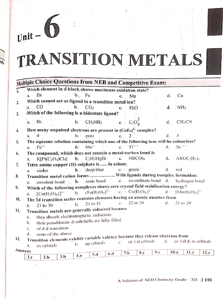 Transition Metal | PDF