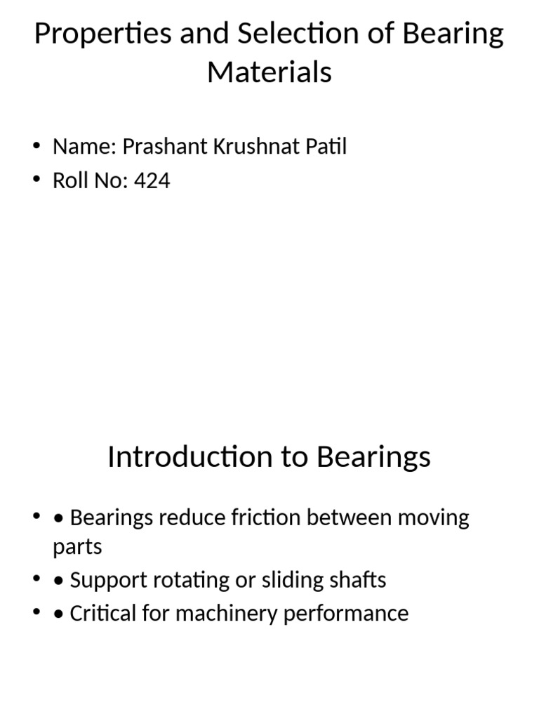 Bearing Materials: Properties & Selection | PDF