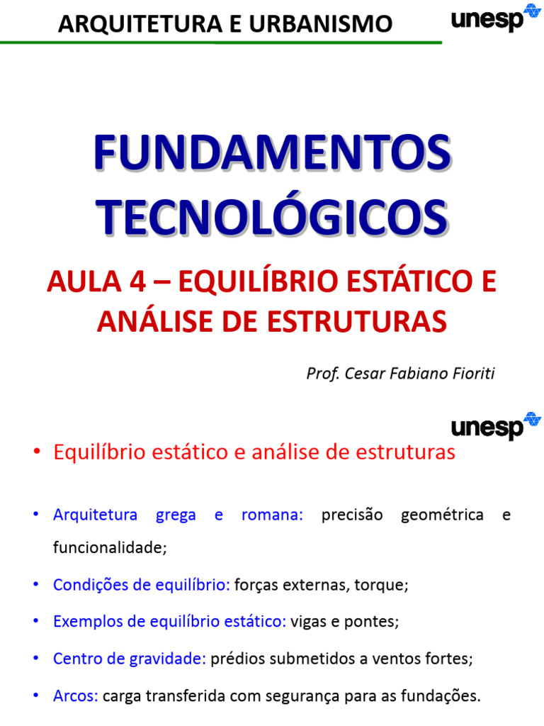 Aula 4 - Equilíbrio Estático e Análise de Estruturas - GN | PDF | Torque