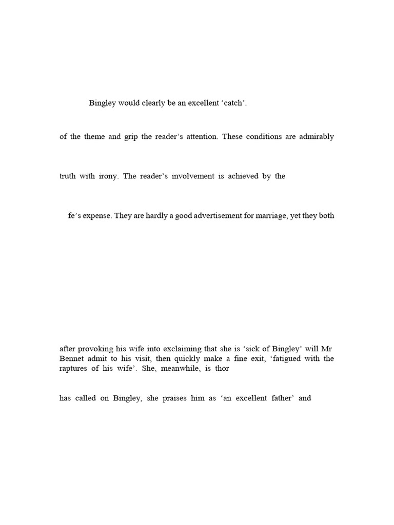 Summary of Pride and Prejudice Chapters 1-5 | PDF | Mr. Darcy | Pride ...