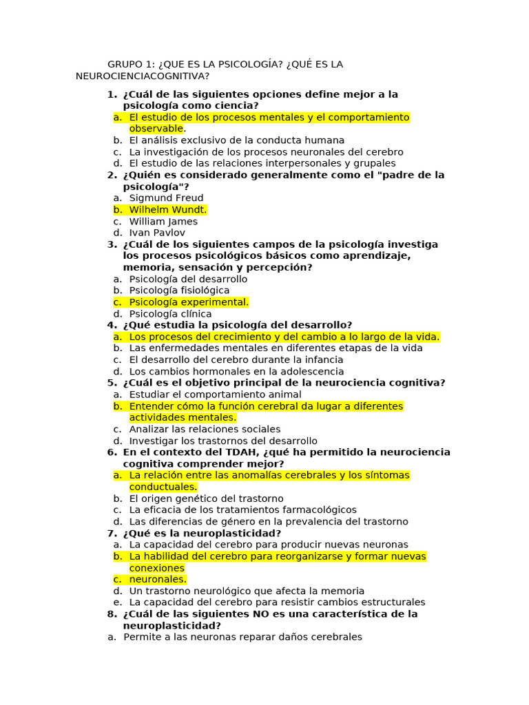 preguntas neurociencias (respuestas) | PDF | Comunicación | Las emociones