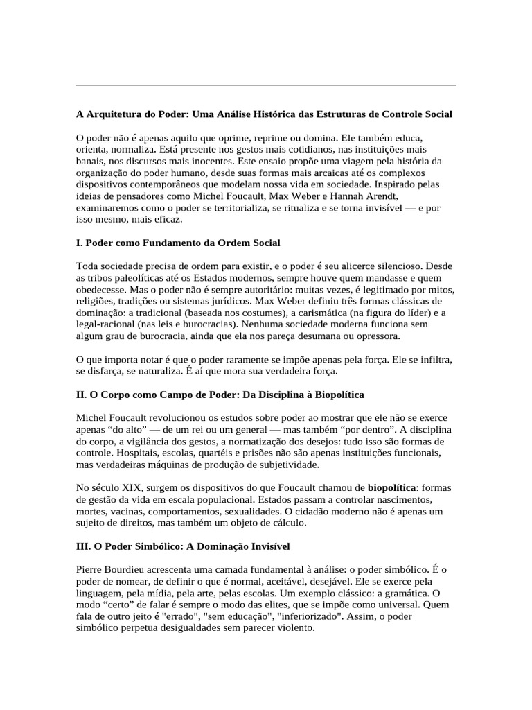 Análise Histórica do Poder Social | PDF | Poder (social e político ...