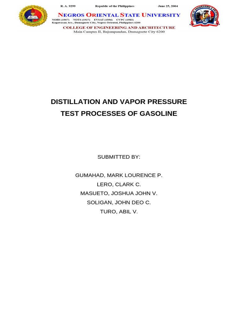 Distillation and Vapor Pressure Test of Gasoline | PDF | Distillation ...