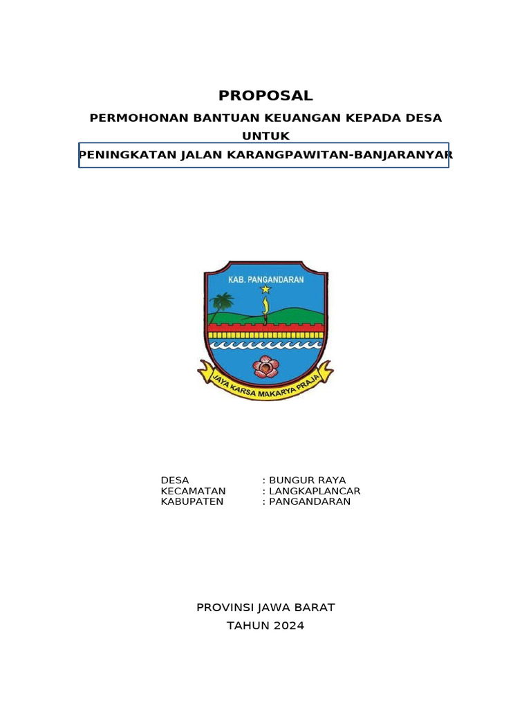 Proposal Pembangunan Karangpawitan-Banjaranyar 2024 | PDF