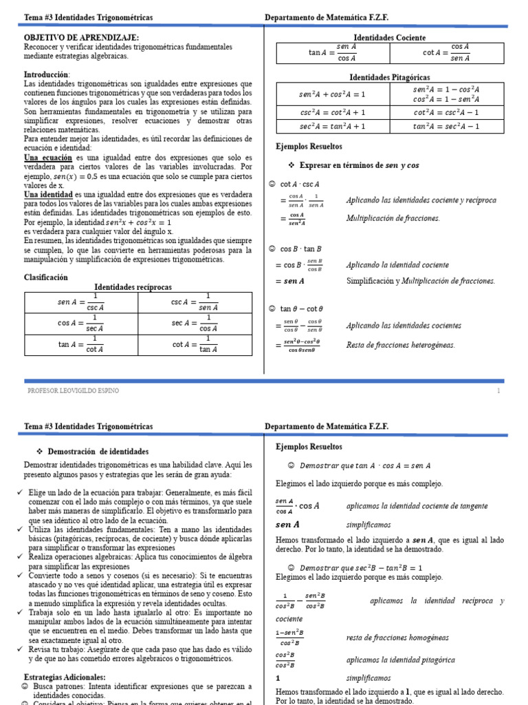 Matemáticas | PDF | Funciones trigonométricas | Ecuaciones