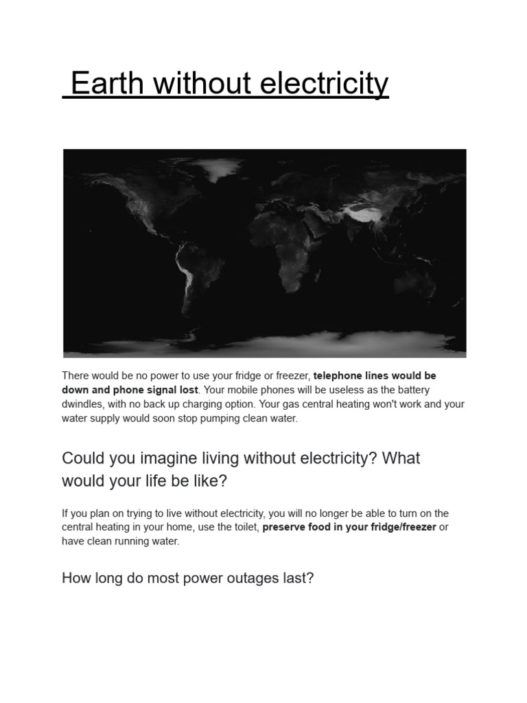 Life Without Electricity: A Reality Check | PDF