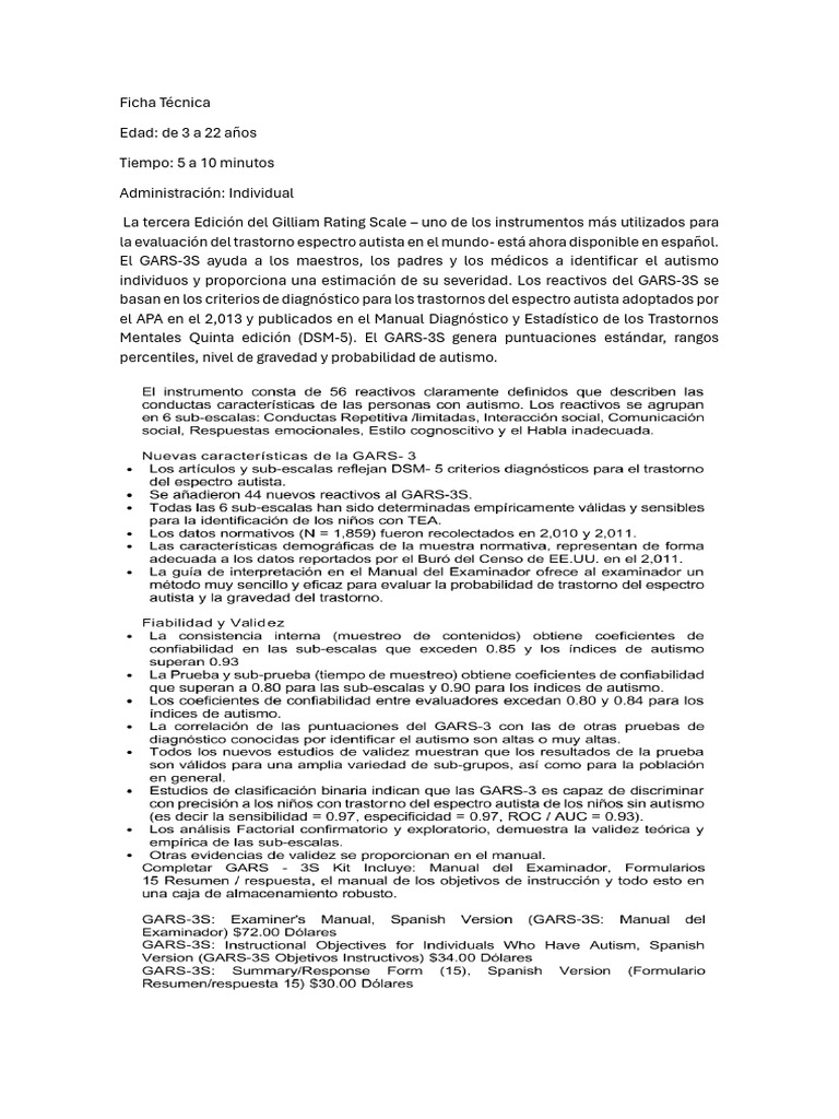 Ficha Tecnica Gars 3s | PDF