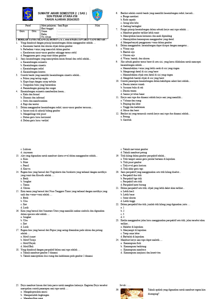 7 Sas Seni Rupa Kelas 6 SMT 2 2024-2025 | PDF