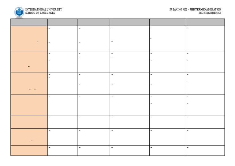 AE2 Speaking Midterm 2425S1 - Score Sheet Rubrics | PDF | Vocabulary ...