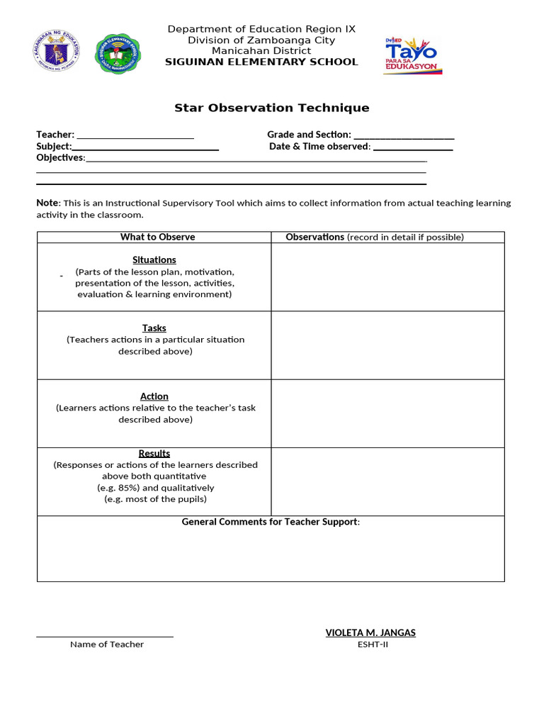 Star Observation Technique FORM | PDF
