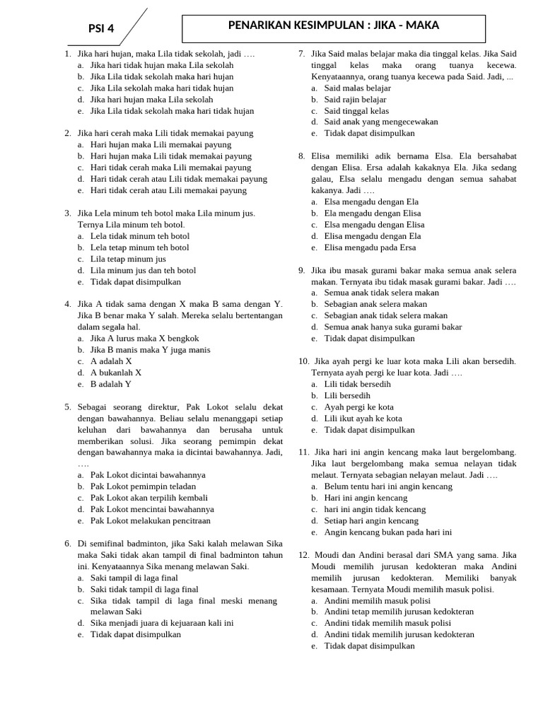 Psi 4 - Jika Maka | PDF