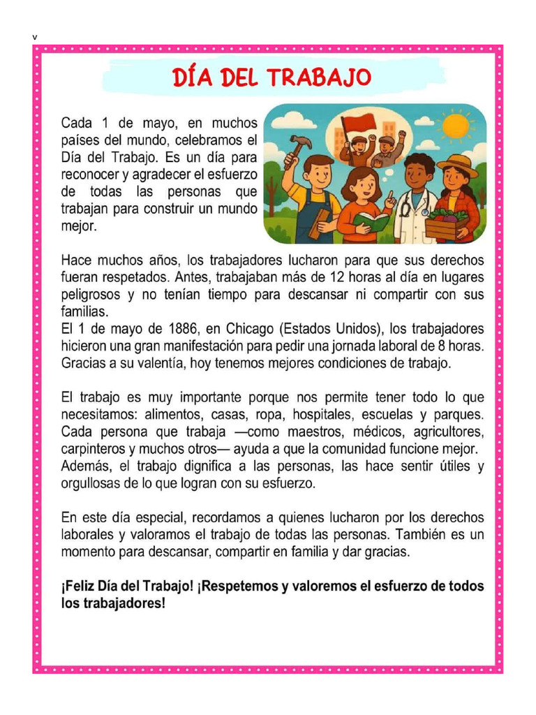 Fichas Del Dia Del Trabajo | PDF