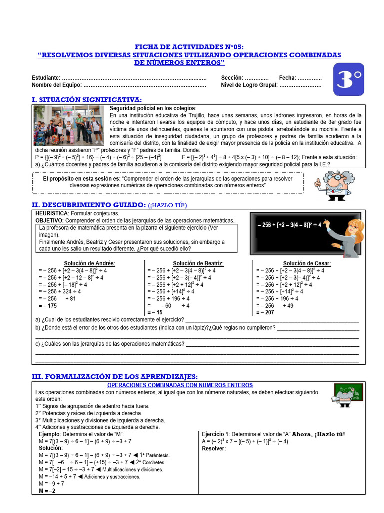 Ficha 5-3ero-Ua1-2025 | PDF | Multiplicación