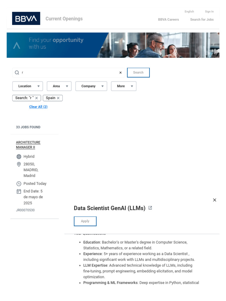 BBVA Madrid Data Scientist | PDF | Machine Learning | Artificial Intelligence