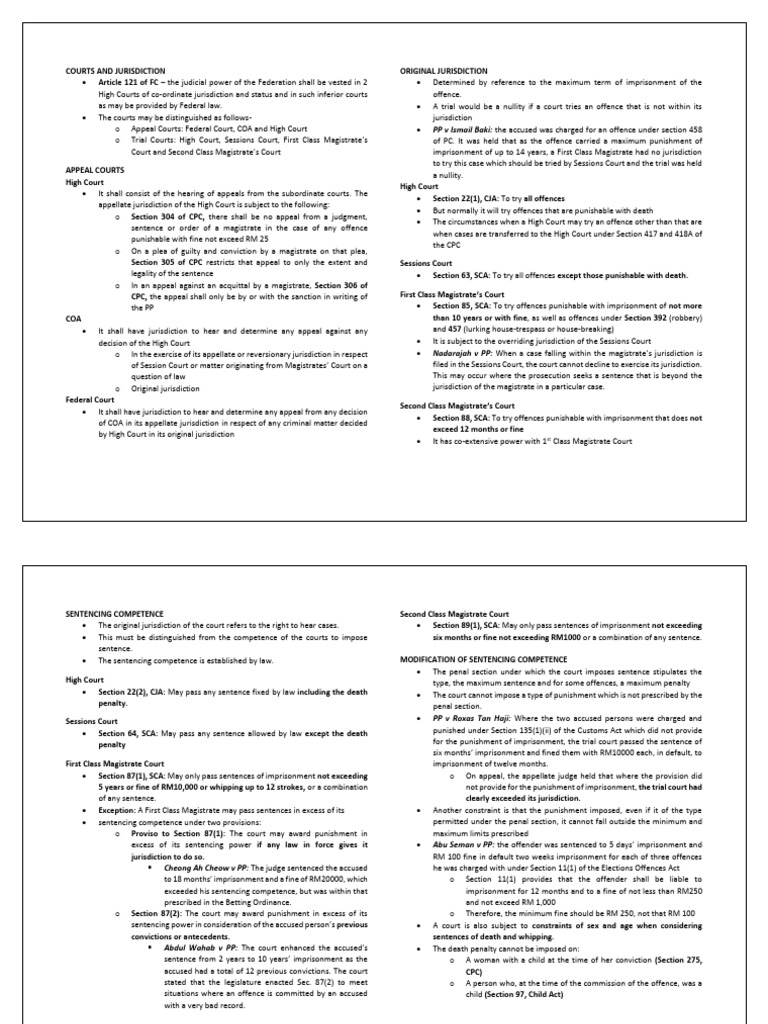 Jurisdiction of Malaysian Courts | PDF | Sentence (Law) | Magistrate