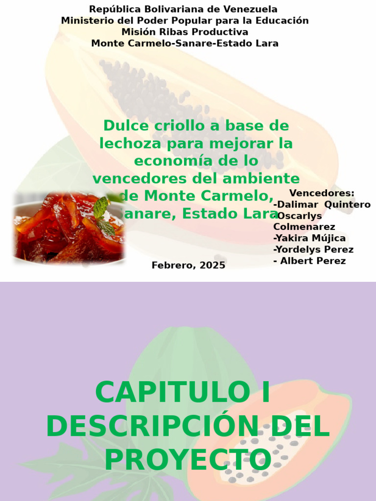 Proyecto Dulce de Lechoza | PDF