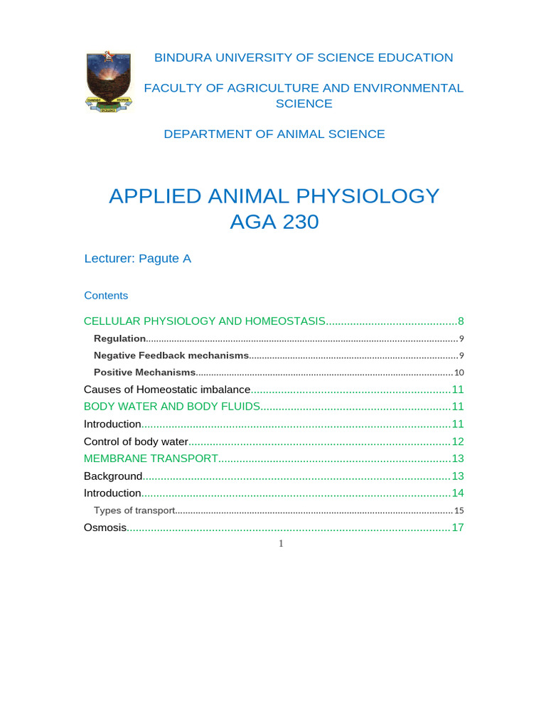 Applied Animal Physiology Notes - AGA230 | PDF | Sexual Reproduction ...