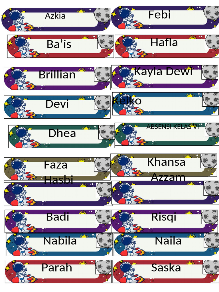 Warna Warni Lucu Label Nama Siswa | PDF
