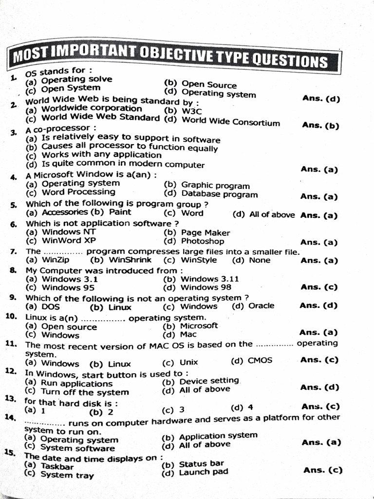 OS & Foxpro Important Obj. Guess Questions | PDF