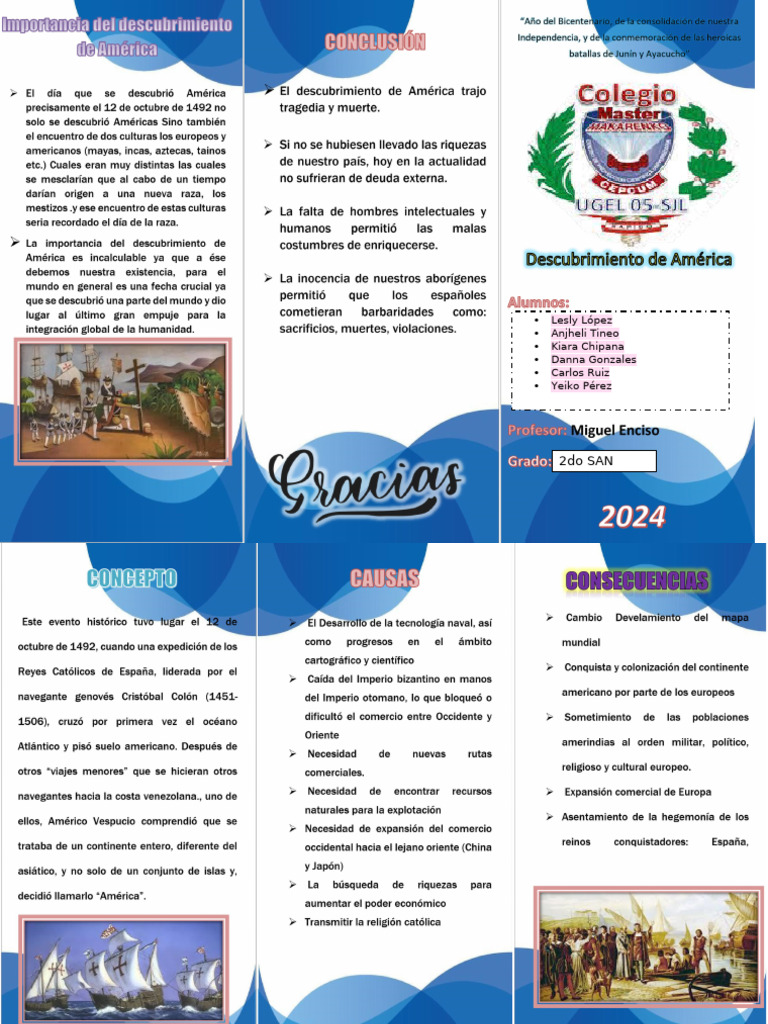 Triptico Descubrimiento de America Pre 2 | PDF
