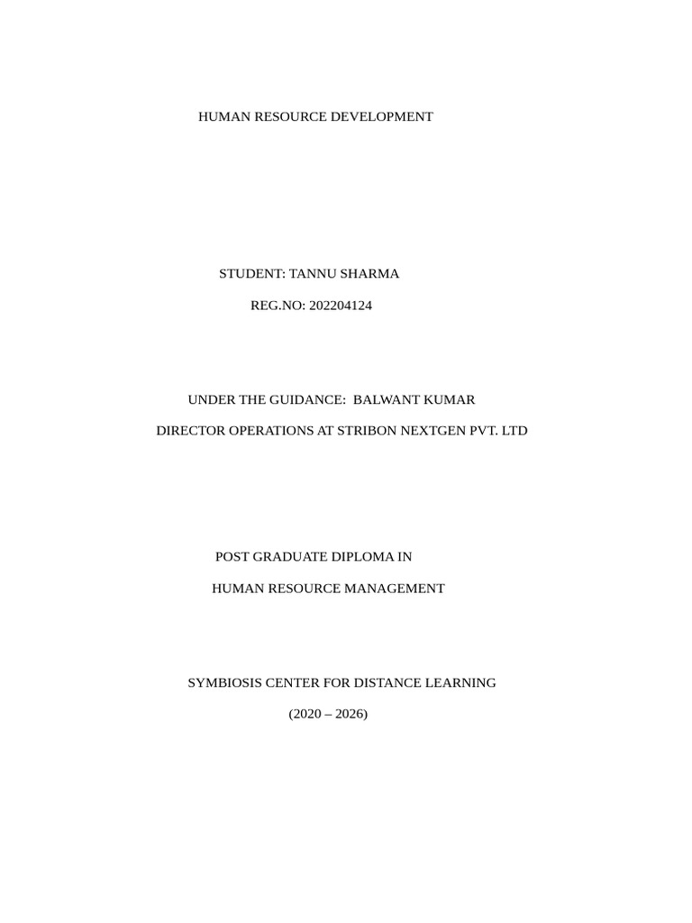 Human Resource Development Project | PDF | Employee Retention ...