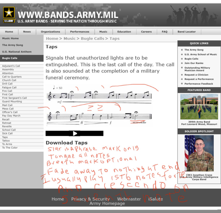 Taps - U.S. Army Bands Bugle Calls | PDF | Military Organization | Military Life